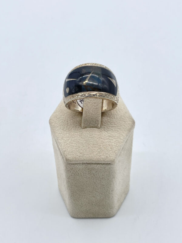 GL Miller Studio Sterling Silver, Onyx, & Grey Tiger Eye Inlay Domed ...