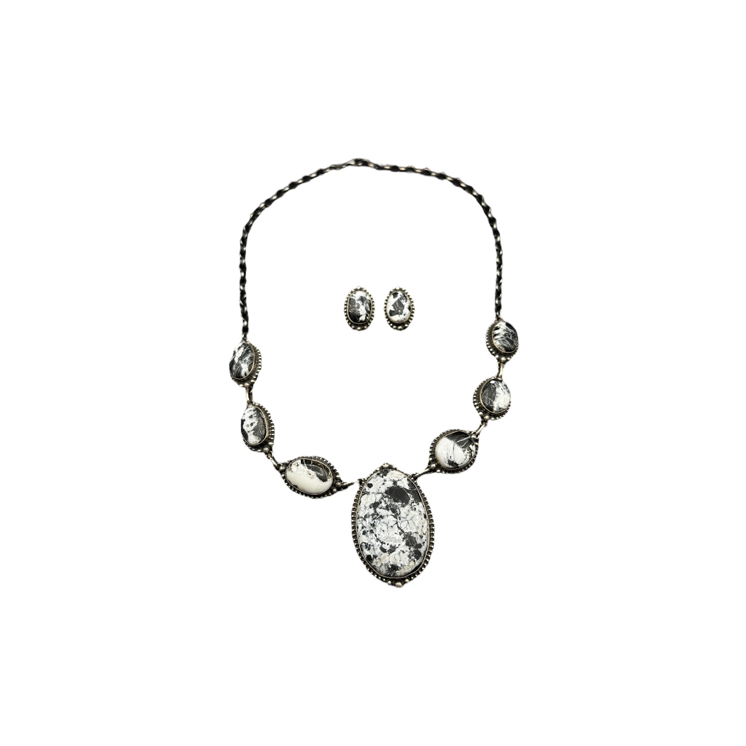 Peggy Skeets White Buffalo Necklace & Earrings Set - Sunrise Jewelry